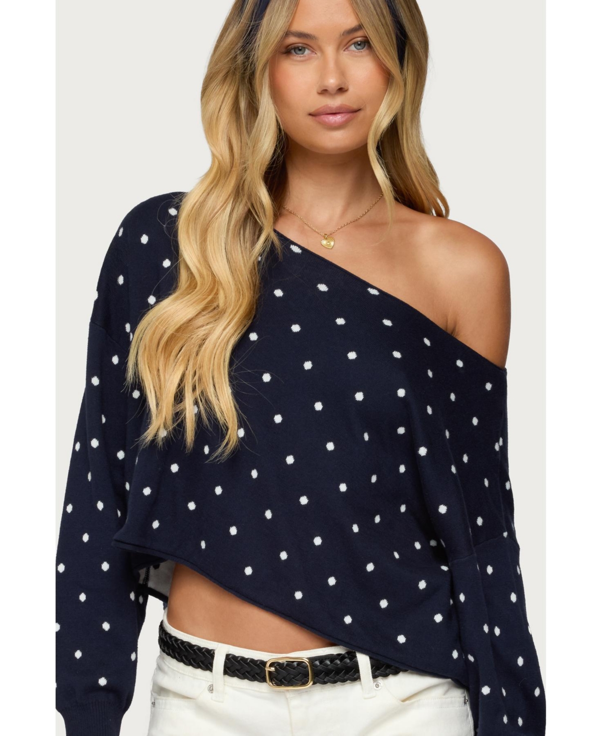 Click here for Edikted Womens Oversized Off Shoulder Polka Dot Sw... prices