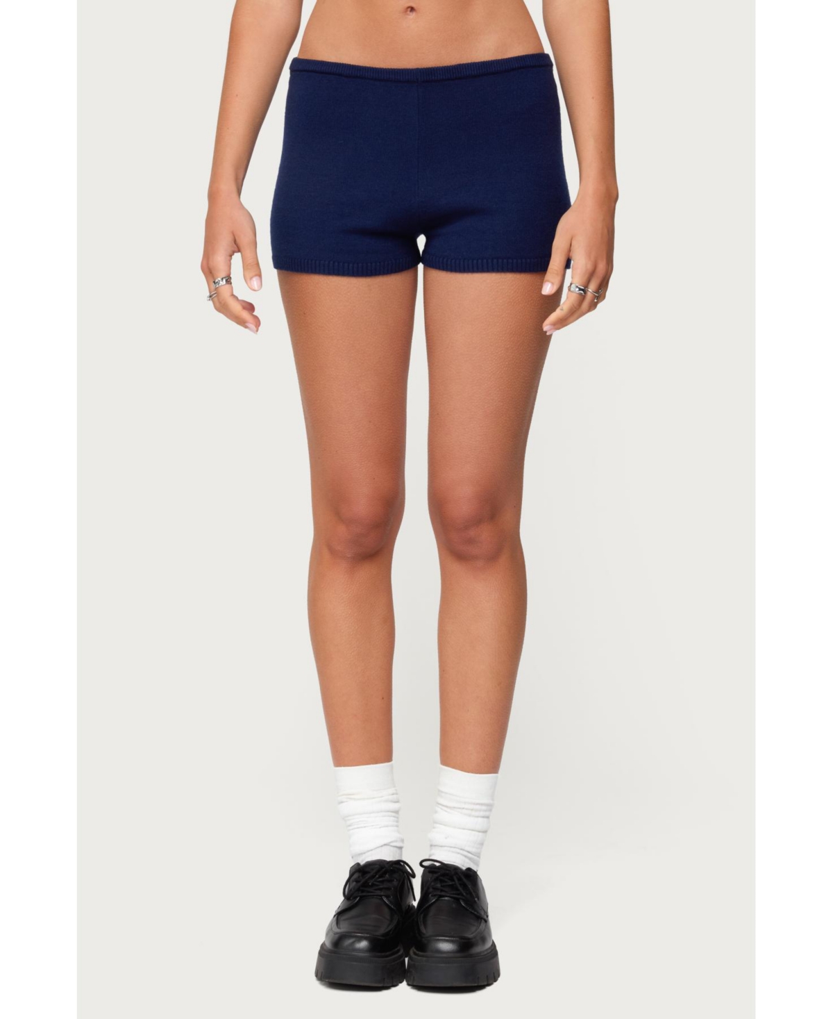 Click here for Edikted Womens Arianna Knit Shorts - Navy prices
