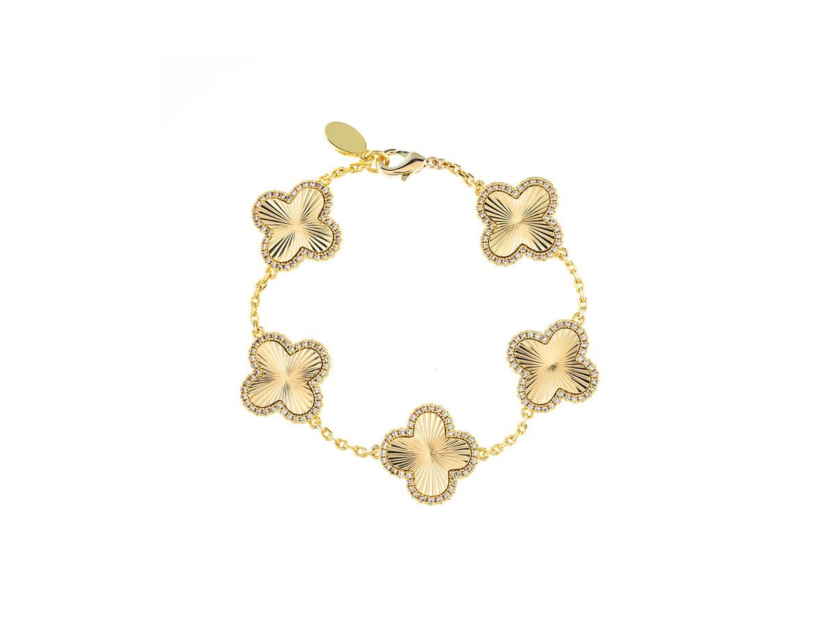 Click here for 18K Gold Plated Five Station Flower Bracelet - Gol... prices