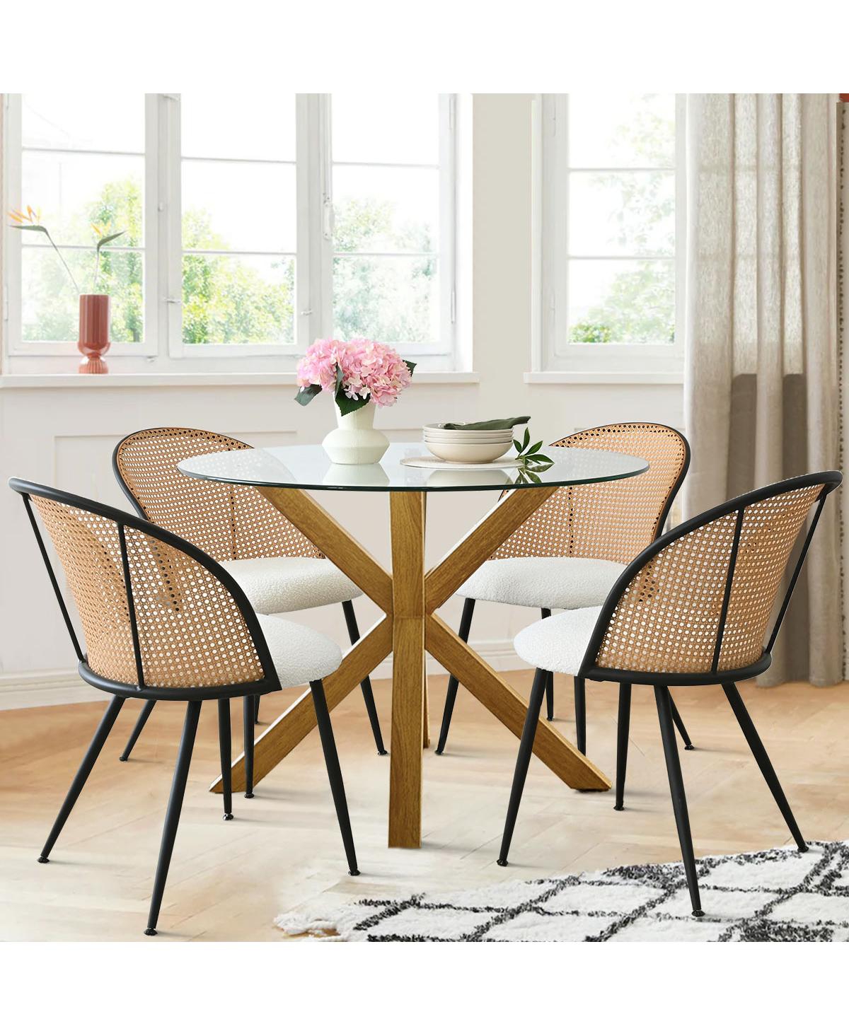 Click here for Elegant Minimalist Round Glass Dining Table with 3... prices