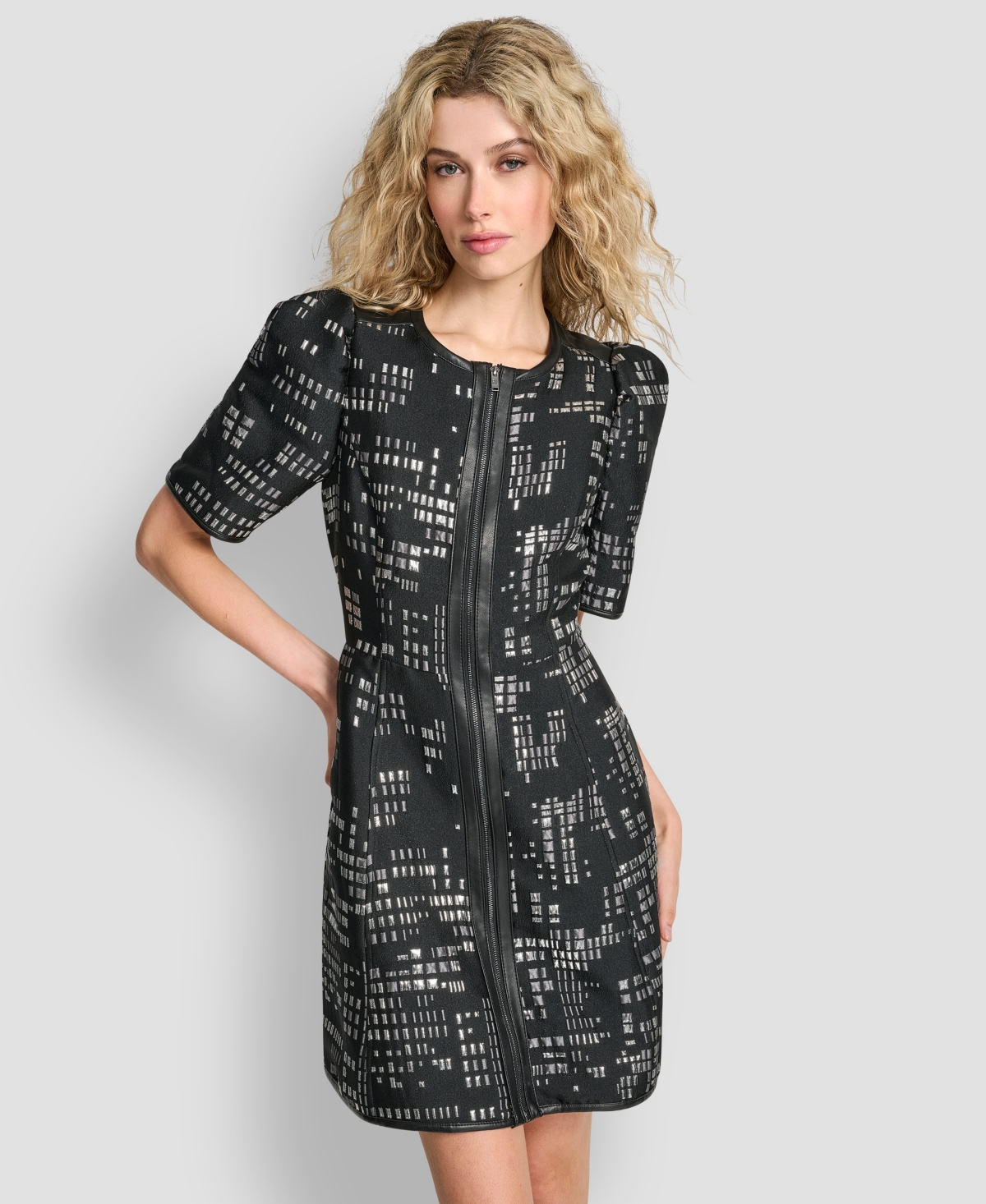 Click here for Dkny Womens Abstract Print Zip Front Mini Dress -... prices