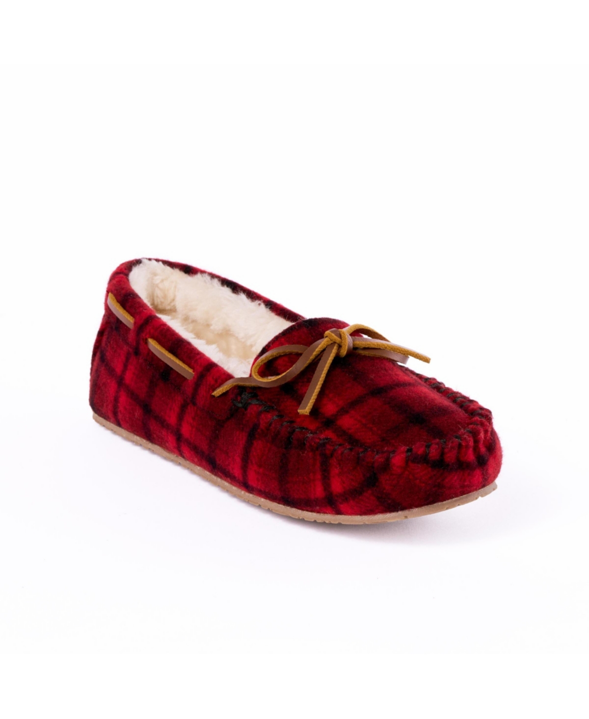 Click here for Minnetonka Womens Comfy Moc Slipper - Red plaid prices