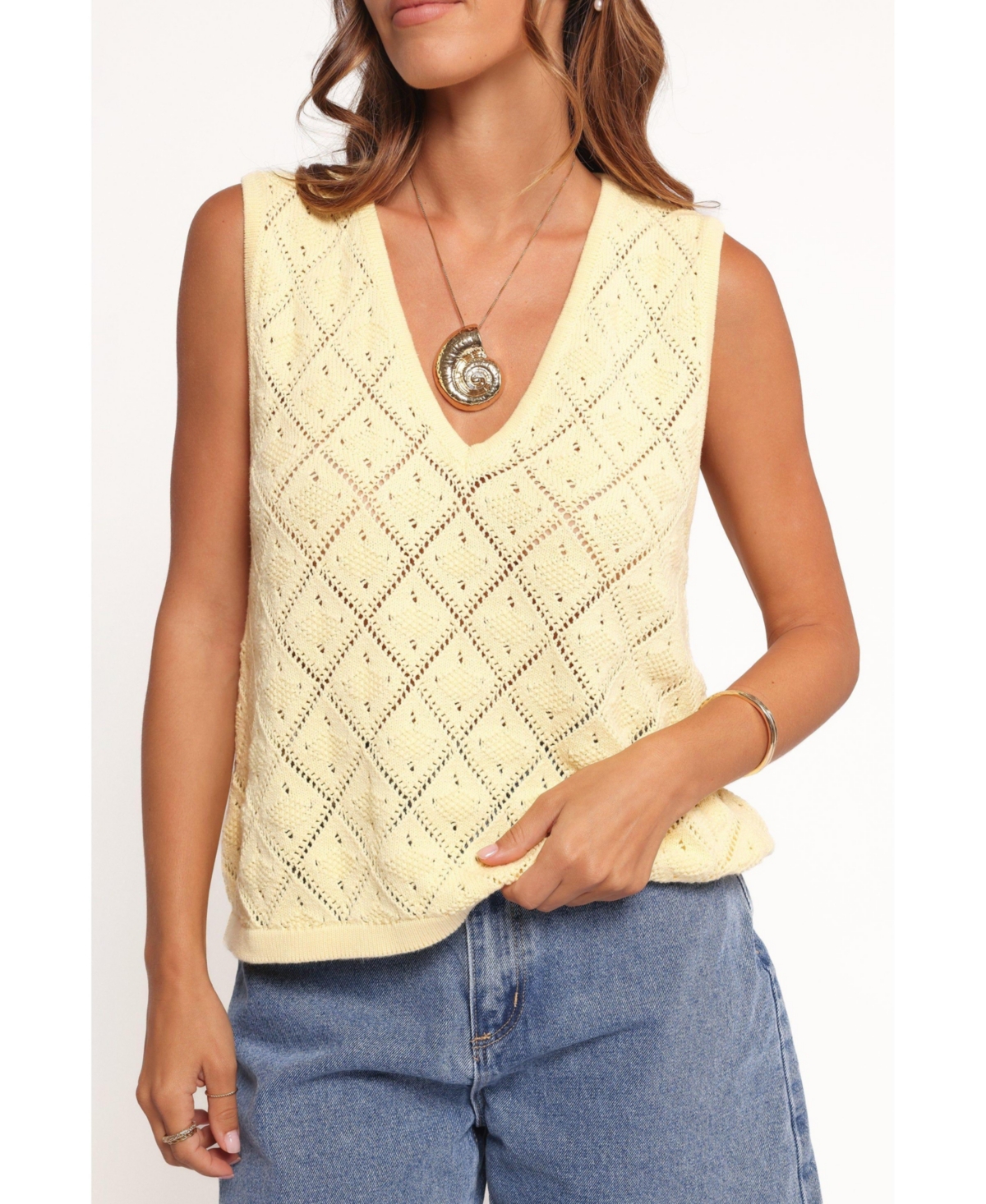 Click here for Petal and Pup Womens Palma Knit Top - Butter yello... prices