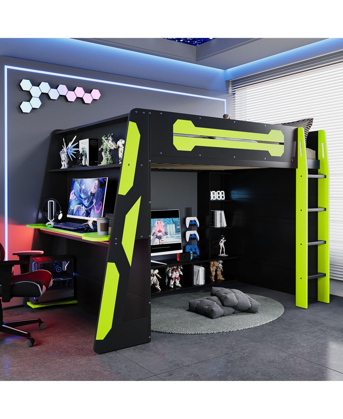 Click here for Streamdale Furniture Loft Bed with Desk & Shelves... prices