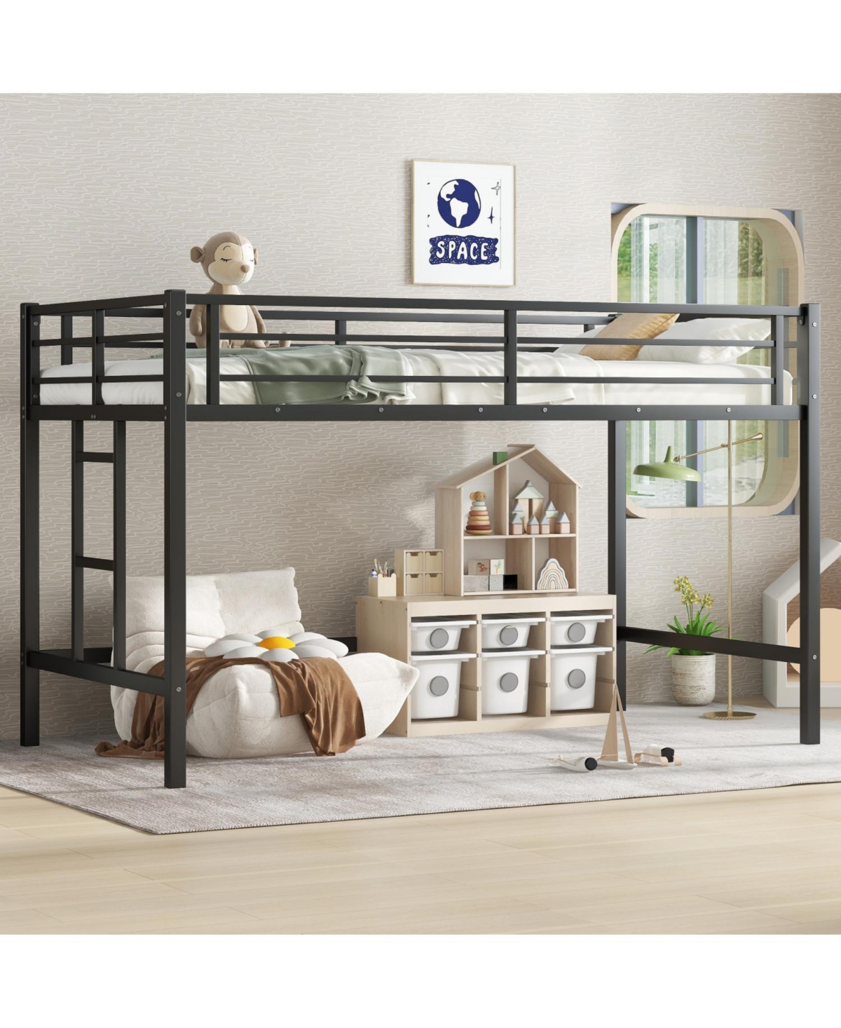 Click here for Streamdale Furniture Twin Metal Loft Bed with Ladd... prices