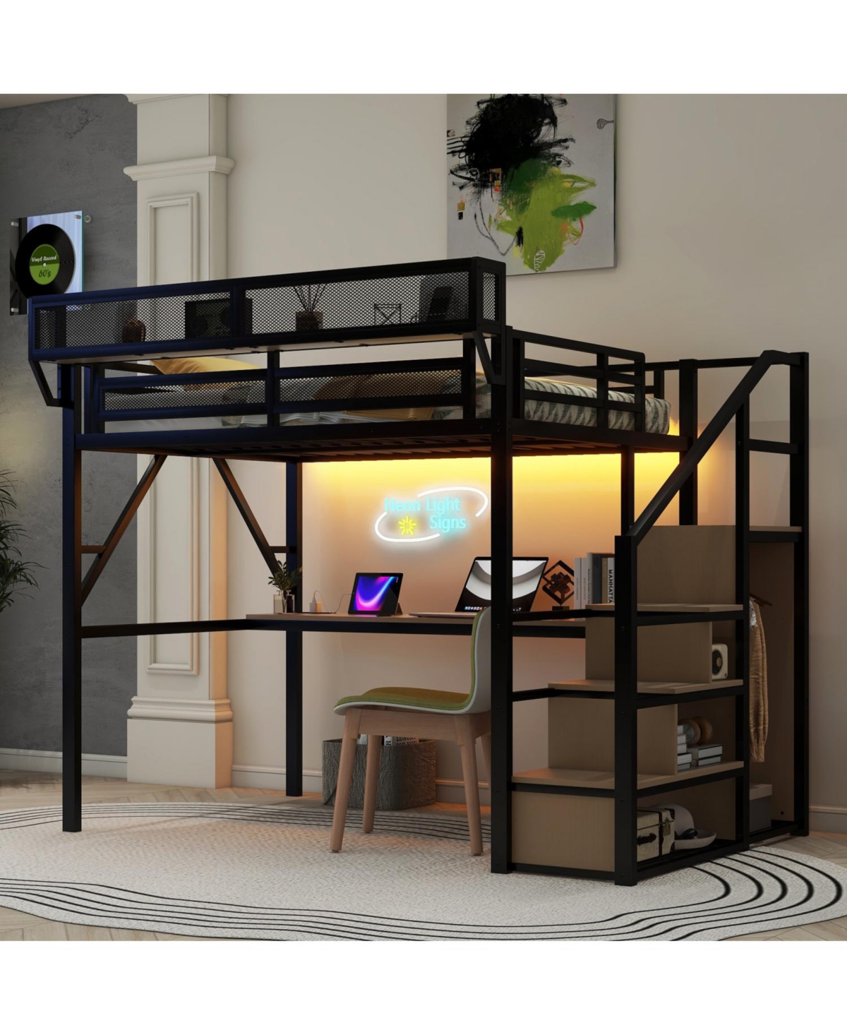 Click here for Streamdale Furniture Full Loft Bed with Desk Stair... prices