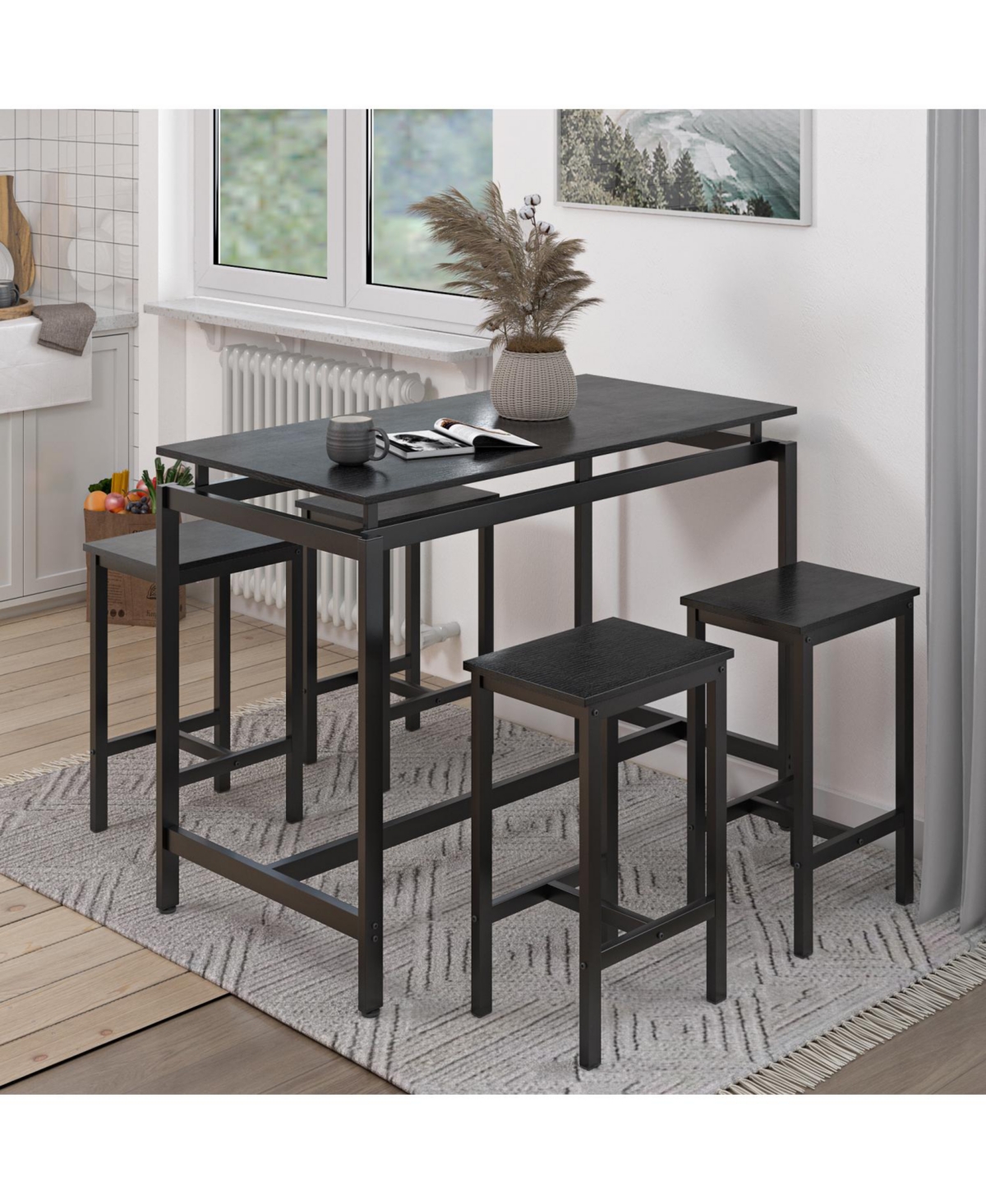 Click here for Streamdale Furniture Black Bar Table Set with 4 St... prices