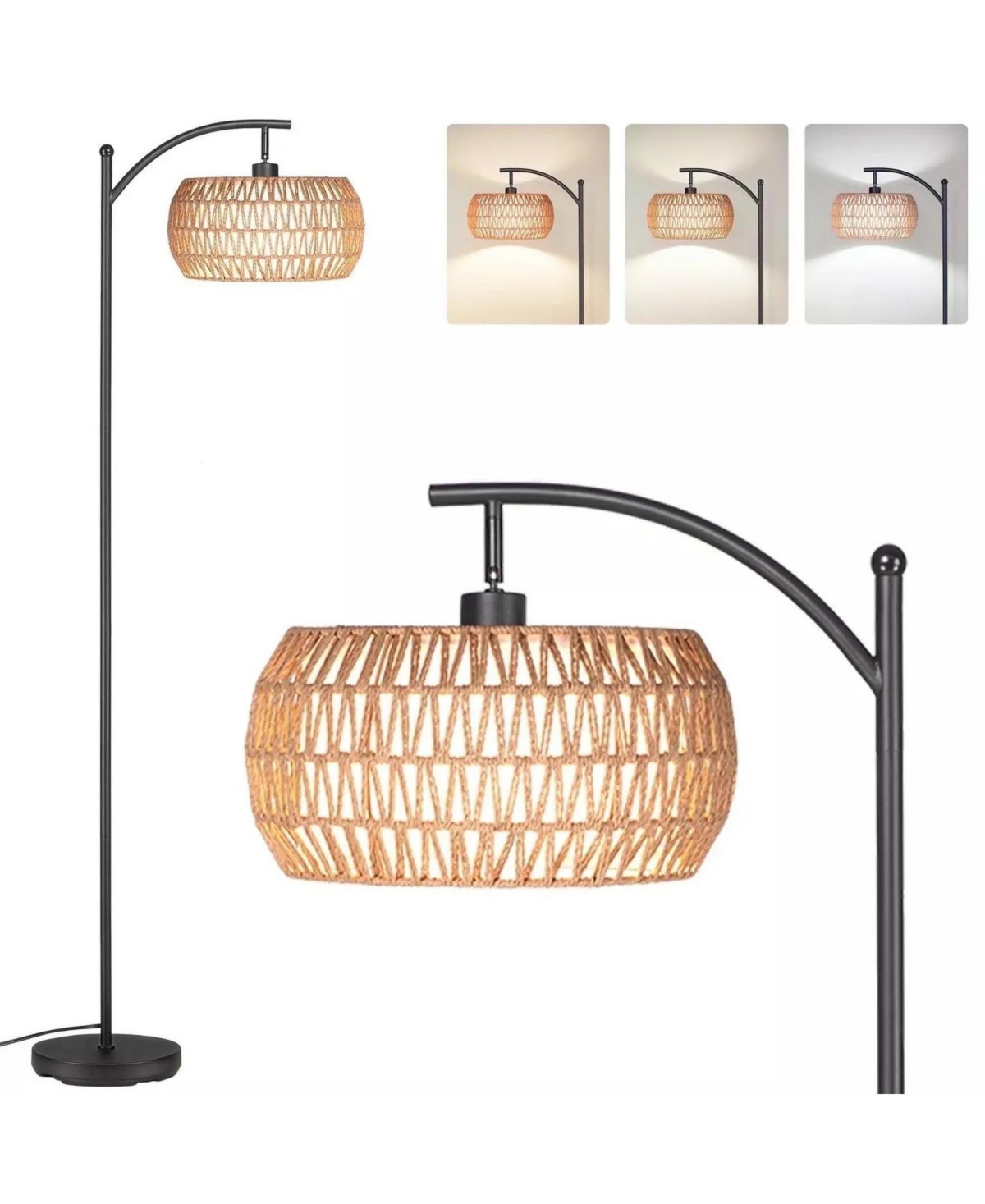 Click here for Sugift Dimmable Boho Floor Lamp with Rattan & Line... prices