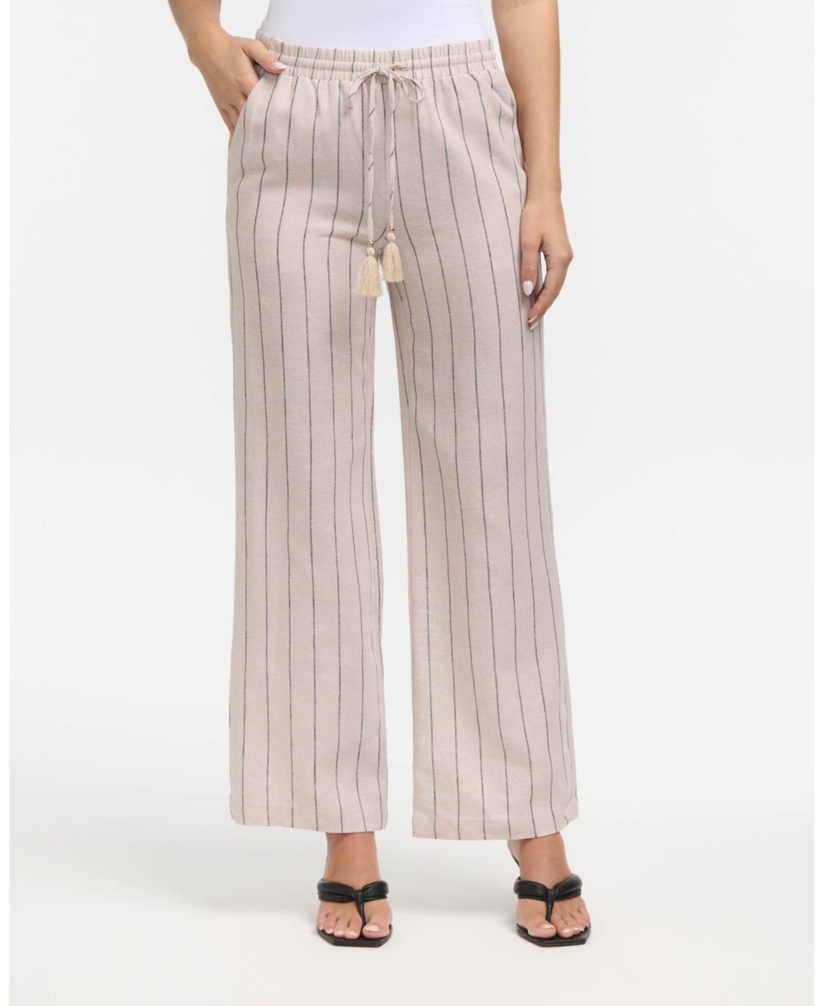 Click here for Ellen Tracy Womens Wide Leg Pant - Linen black str... prices