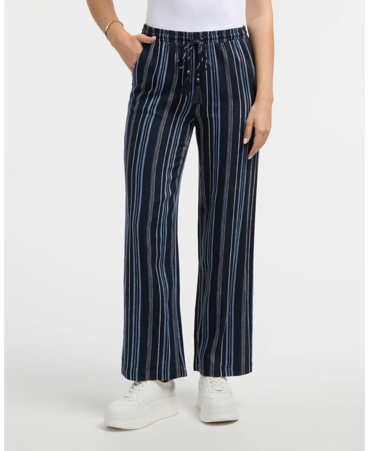 Click here for Ellen Tracy Womens Wide Leg Pant - Navy/azure stri... prices