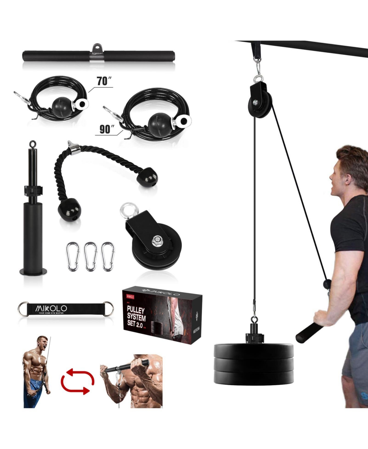 Click here for Mikolo Fitness Lat and Lift Pulley System  Dual Ca... prices
