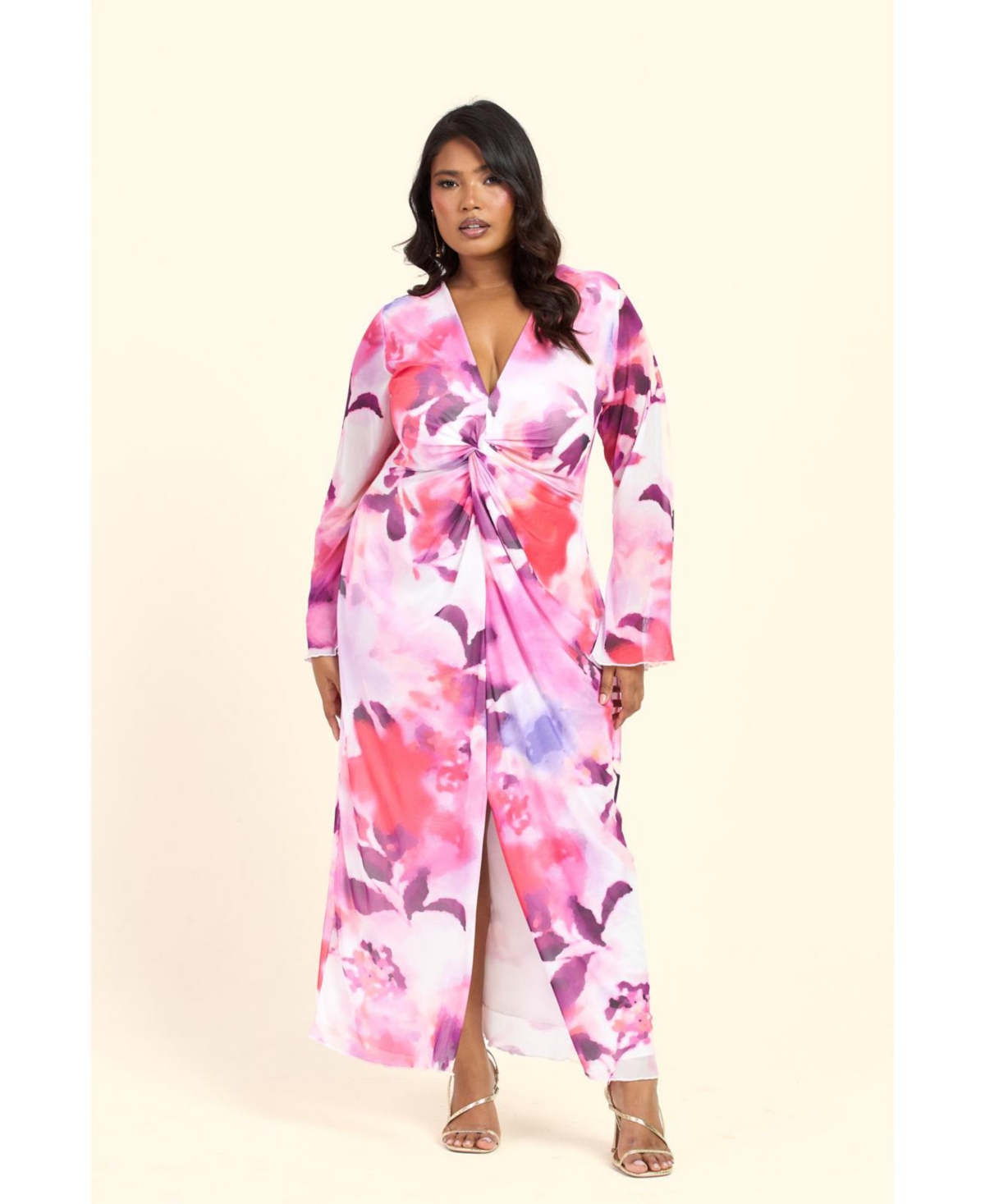 Click here for Fashion-szn Curve Womens Floral Twist Front Midi D... prices