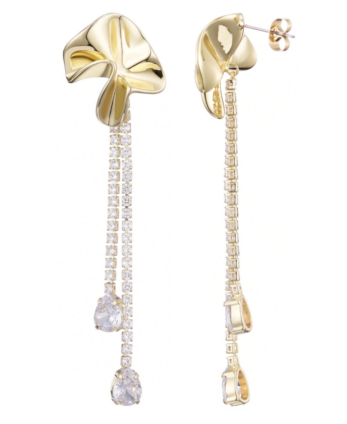 Click here for Adornia Gold Plated Crystal Flower Tennis Drop Ear... prices