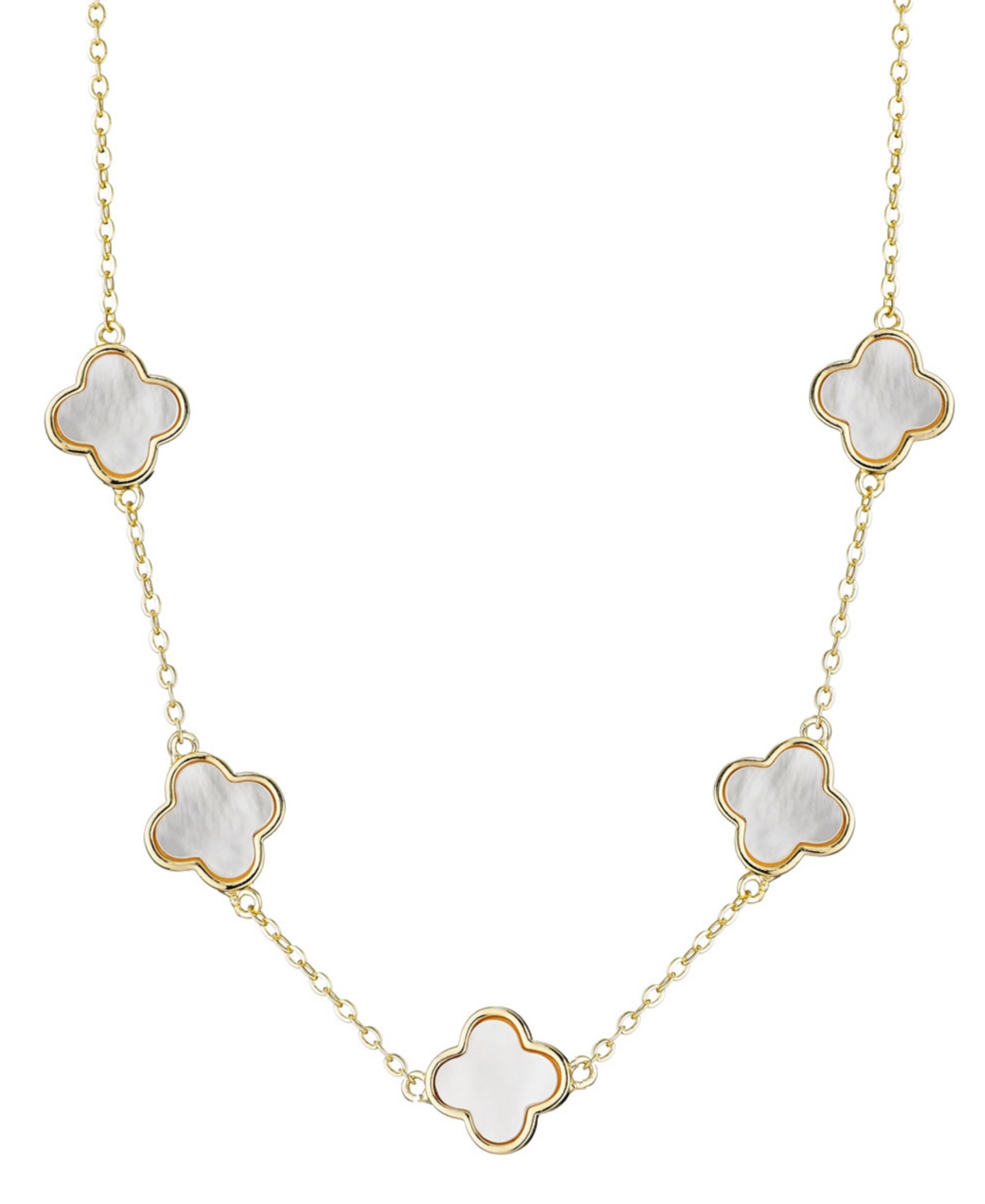 Click here for Adornia Gold Mother of Pearl Clover Station Neckla... prices