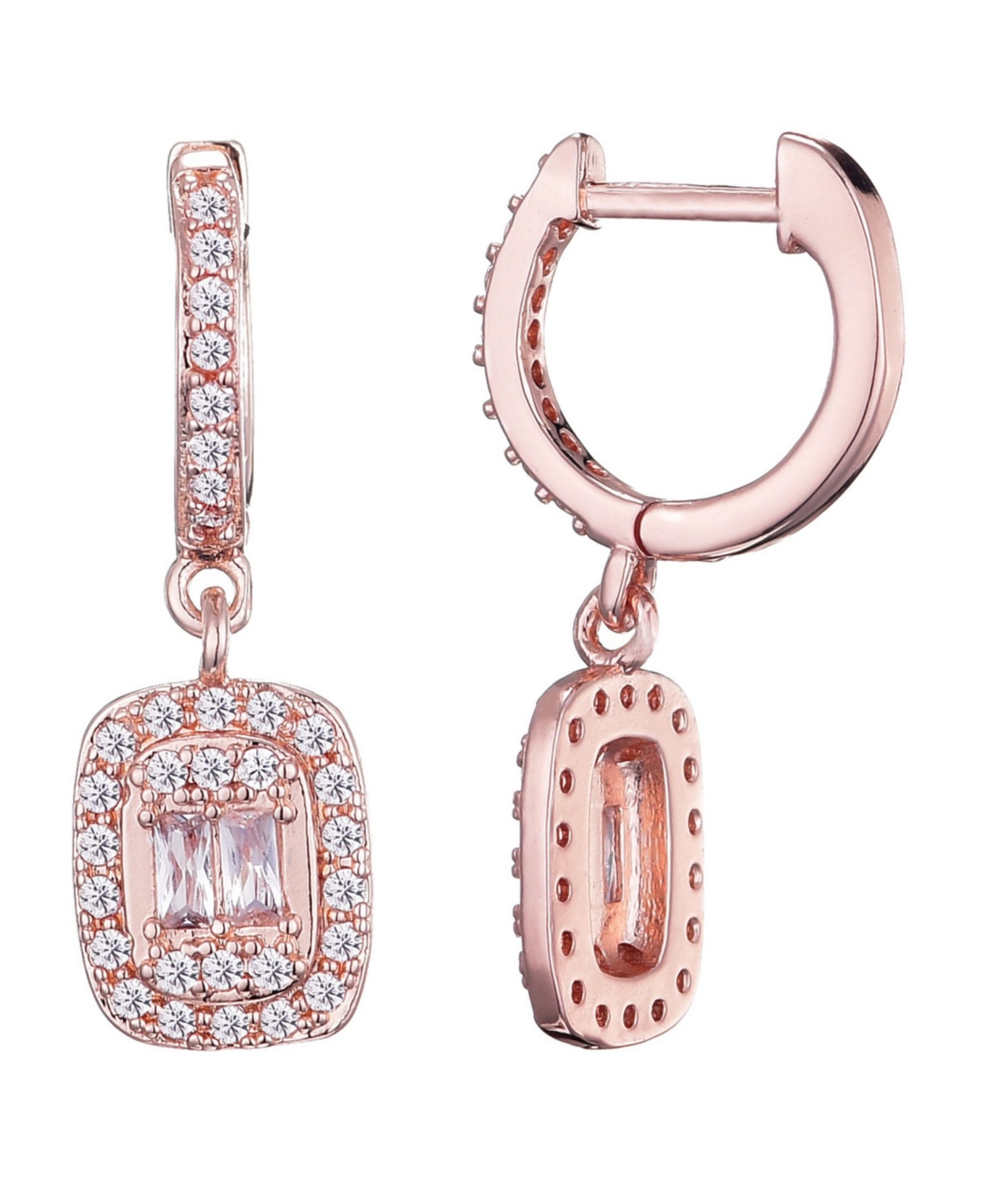 Click here for Adornia Rose Gold Cubic Zirconia Asher Cut Halo Hu... prices