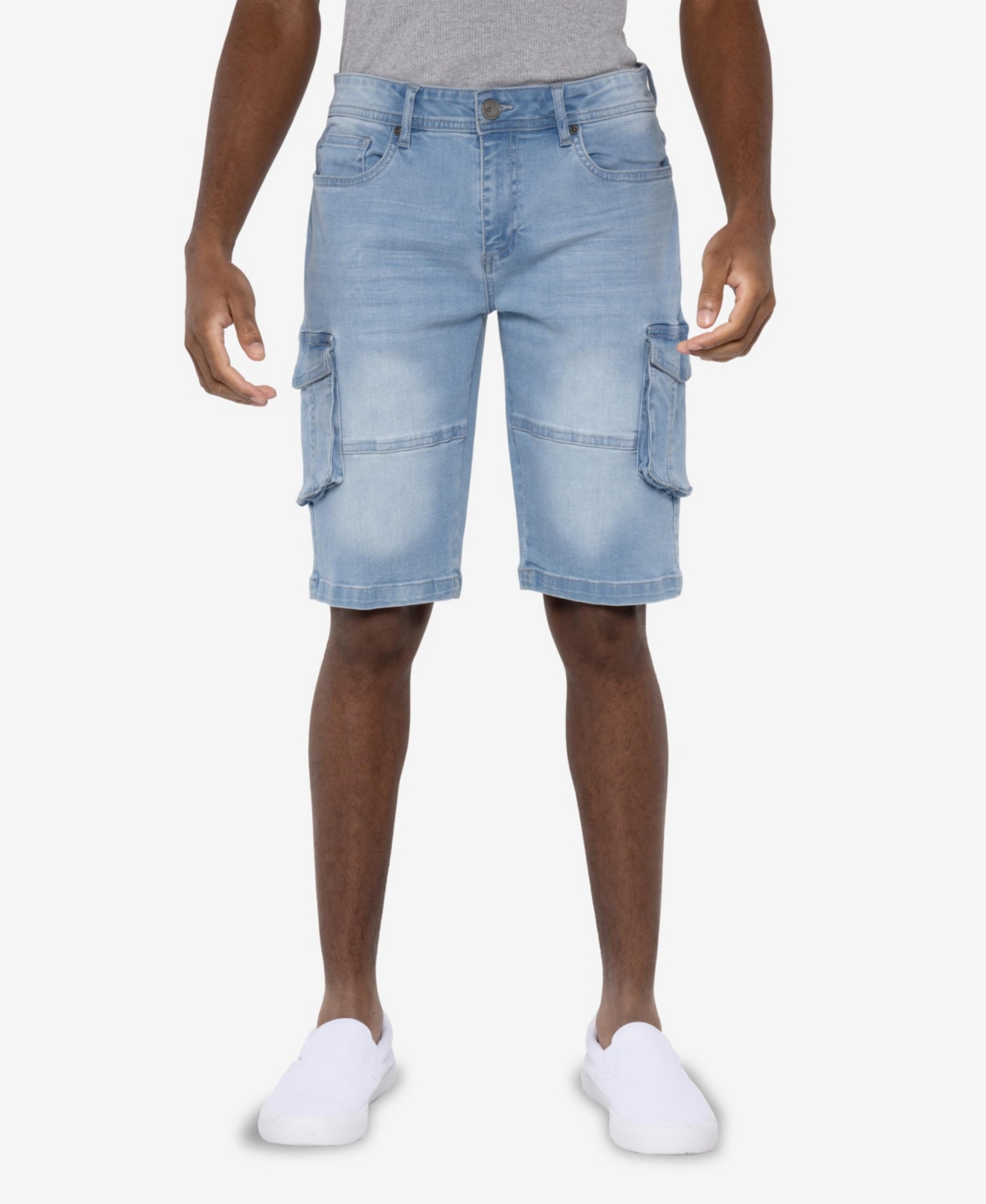 Click here for Xray Mens 12" Denim Cargo Shorts - Light blue... prices