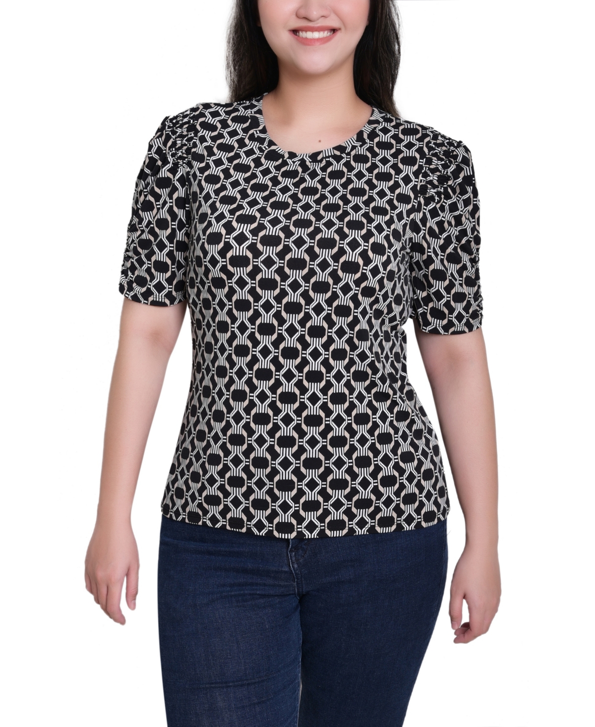 Click here for Ny Collection Petite Short Sleeve Scoop Neck Top -... prices