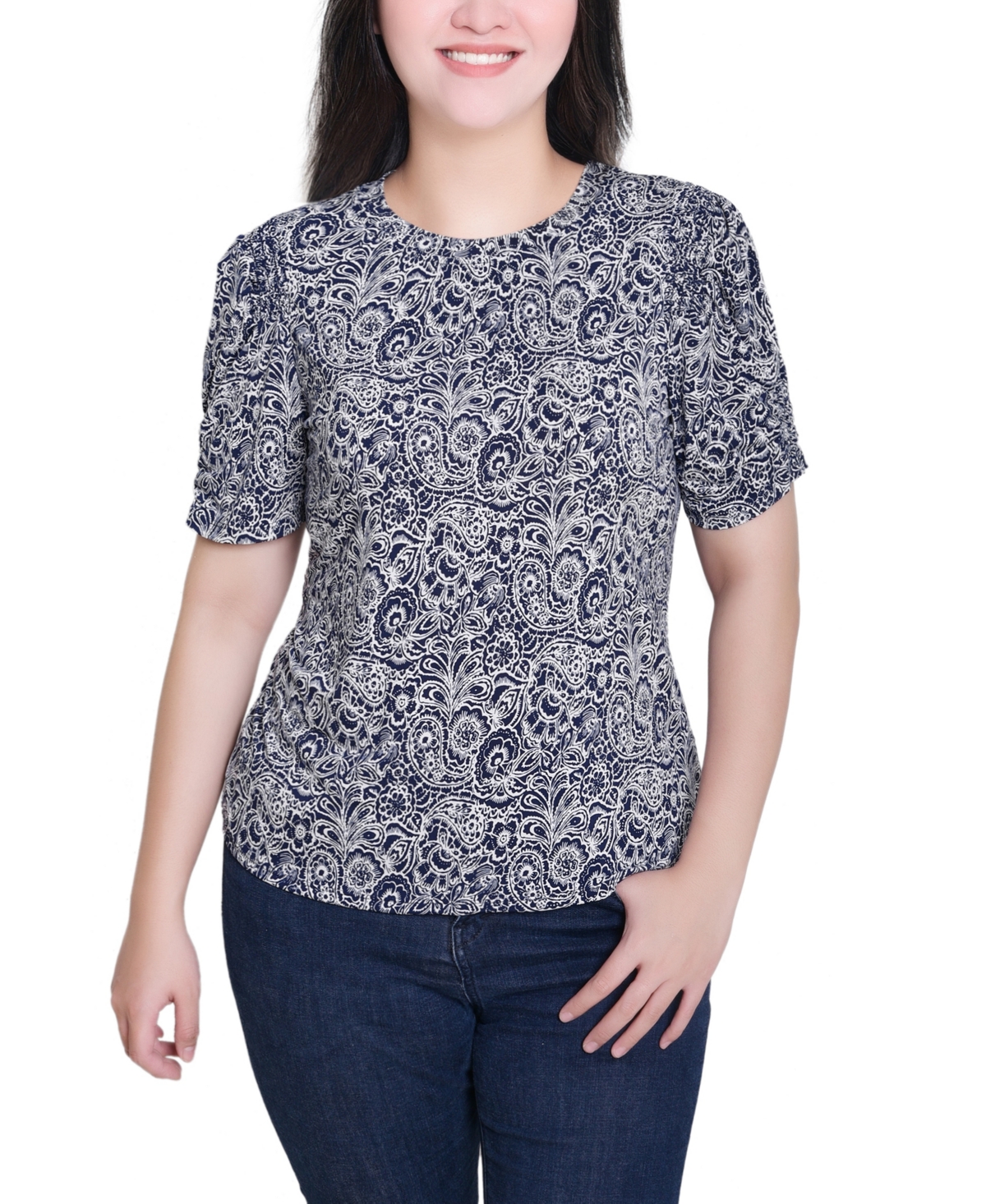 Click here for Ny Collection Petite Short Sleeve Scoop Neck Top -... prices