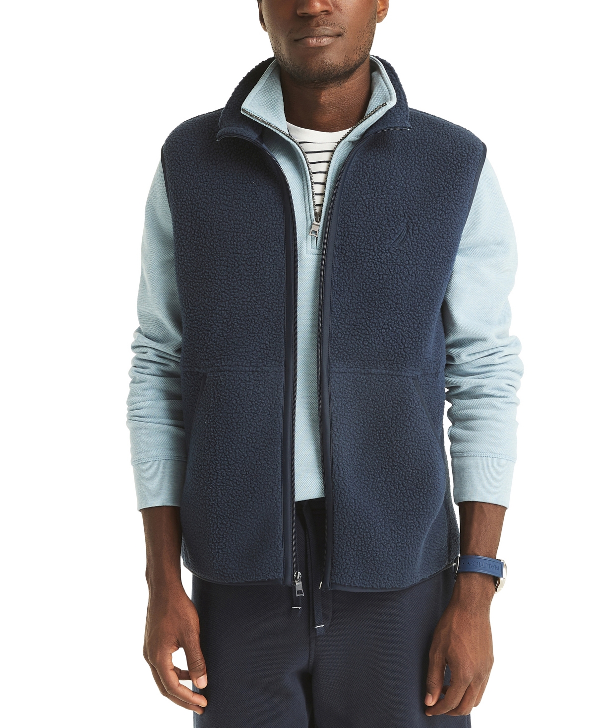 Click here for Nautica Mens Mixed Media Vest - Navy Seas prices