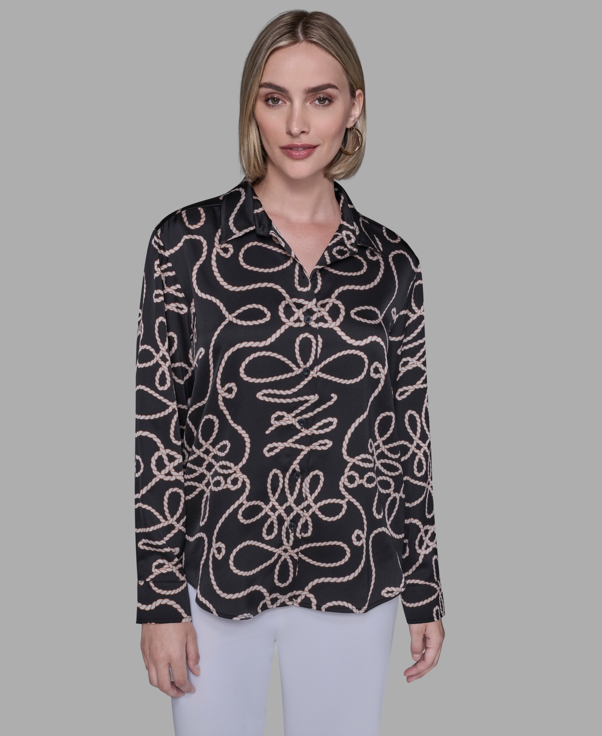 Click here for Karl Lagerfeld Paris Womens Printed Collared Neck... prices