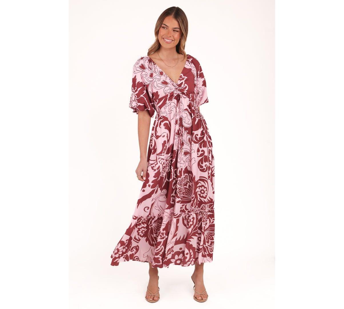 Petal and Pup Womens Shanae Maxi Dress - Pink Brown Paisley - Pink brown paisley
