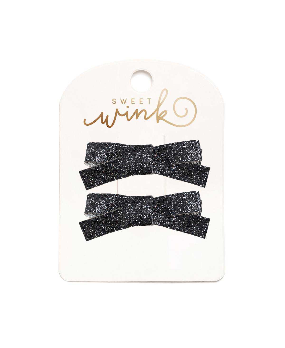 Click here for Sweet Wink Girls Black Glitter Bow Clip Set - Blac... prices