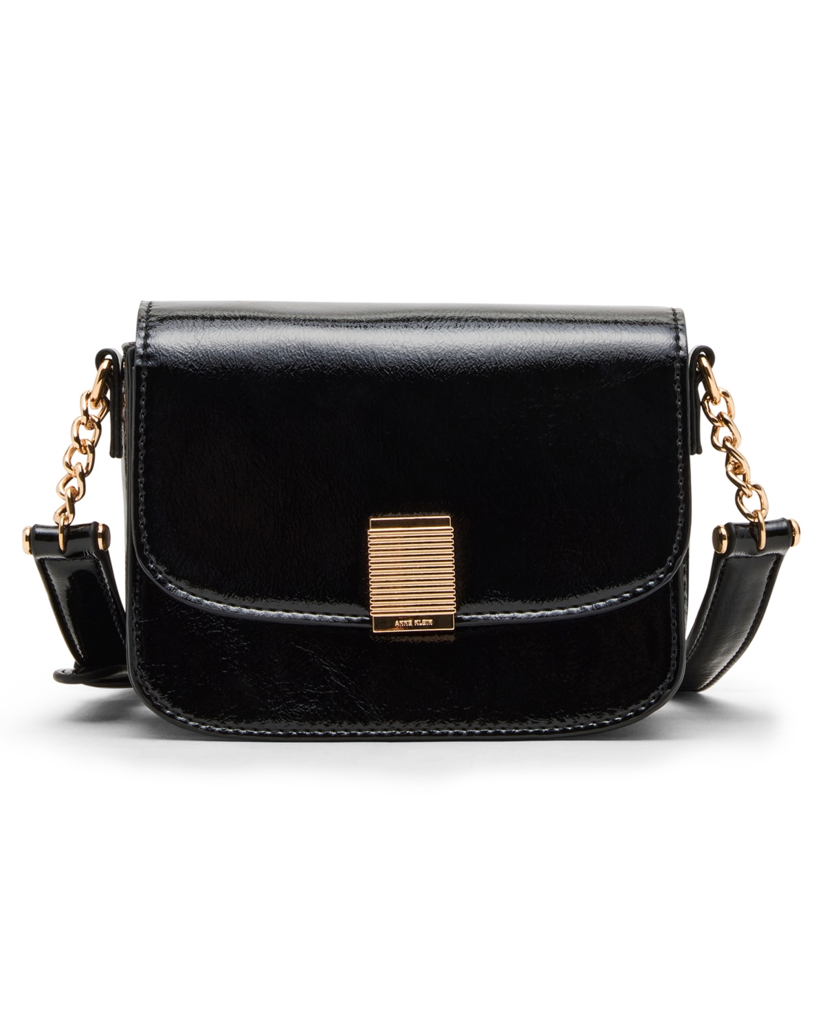 Click here for Anne Klein Patent Flap Mini Crossbody Bag - Black prices