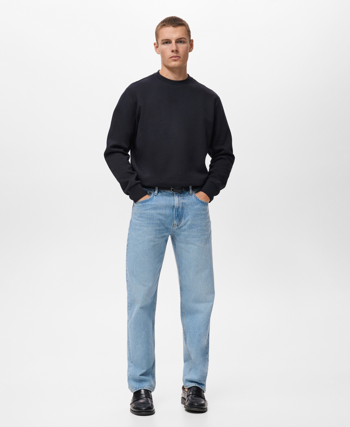 Click here for Mango Mens Regular-Fit Cotton Sweatshirt - Navy prices