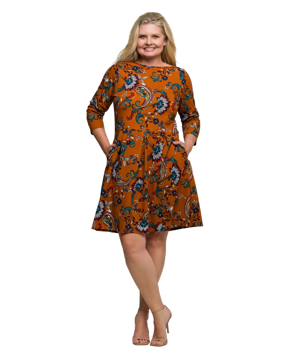 Click here for 24seven Comfort Apparel Plus Size Rust Paisley Pri... prices