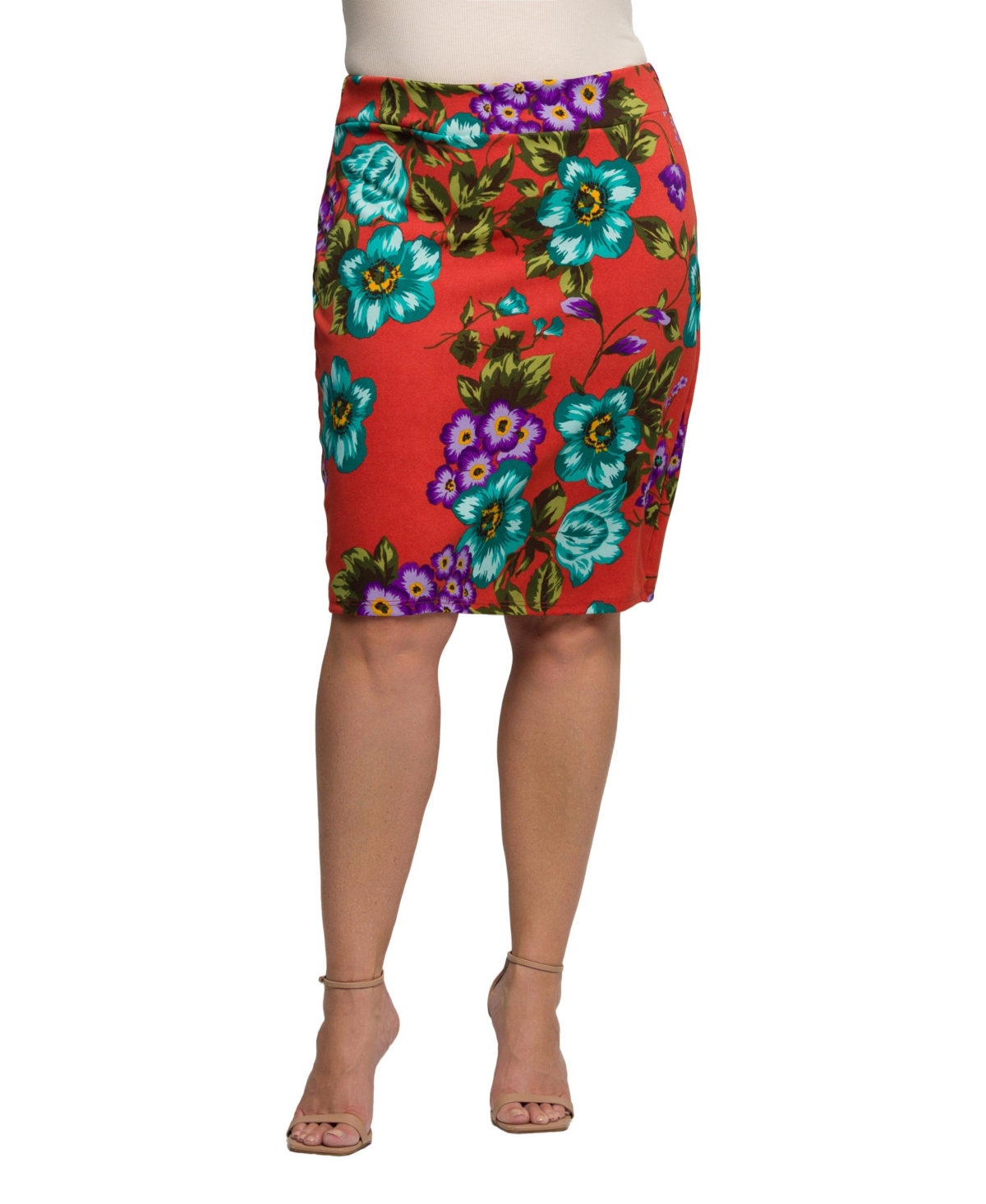 Click here for 24seven Comfort Apparel Plus Size Orange Floral Pr... prices