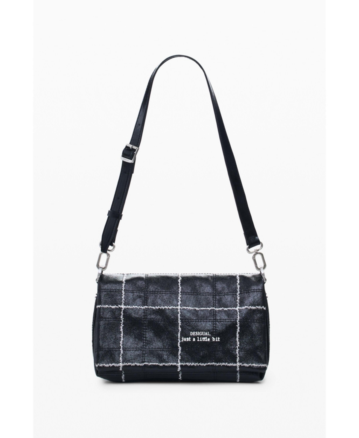 Click here for Desigual Womens Medium shiny crossbody bag - Black prices