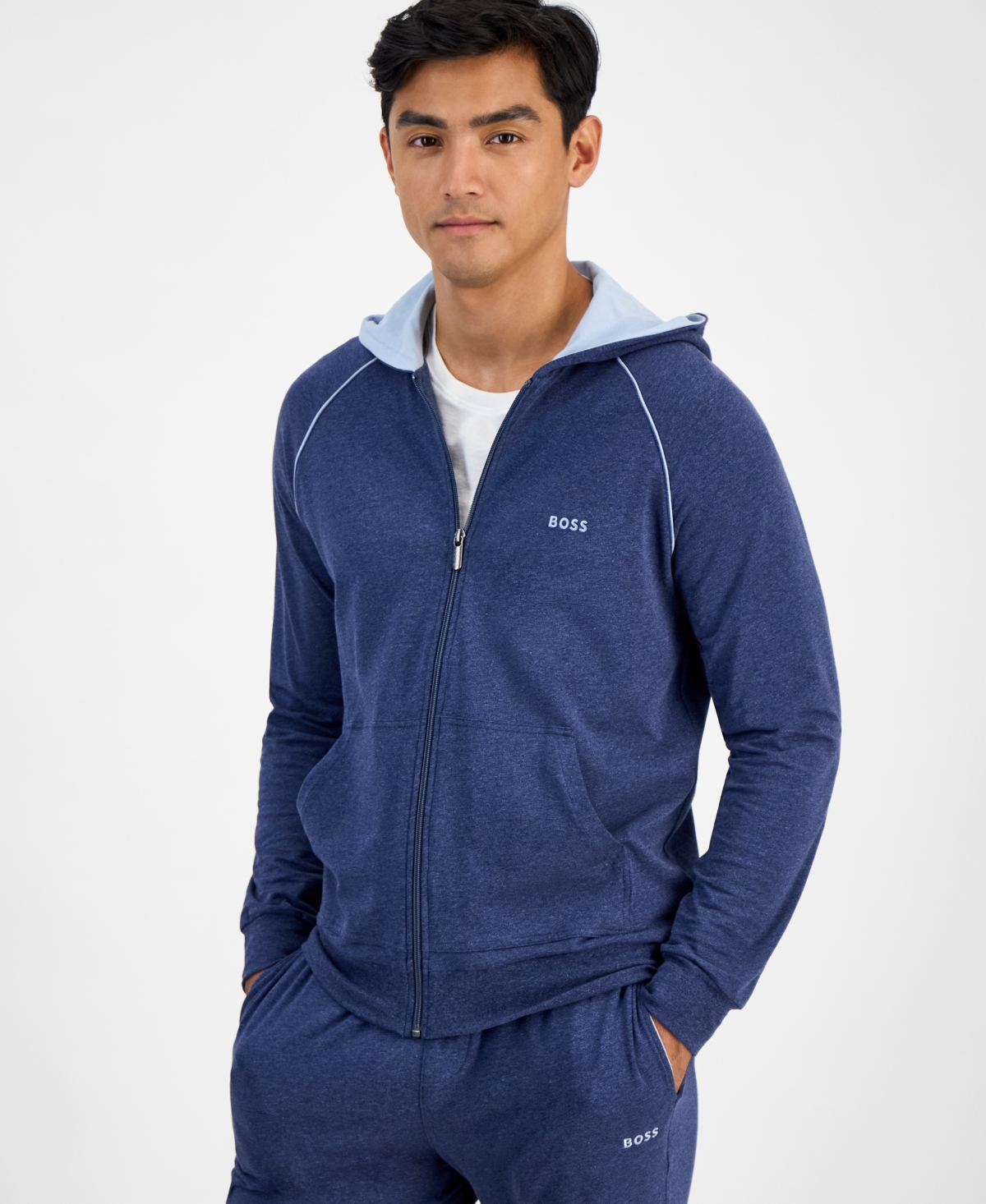 Click here for Boss Mens Mix and Match Logo Full-Zip Hoodie - Blu... prices