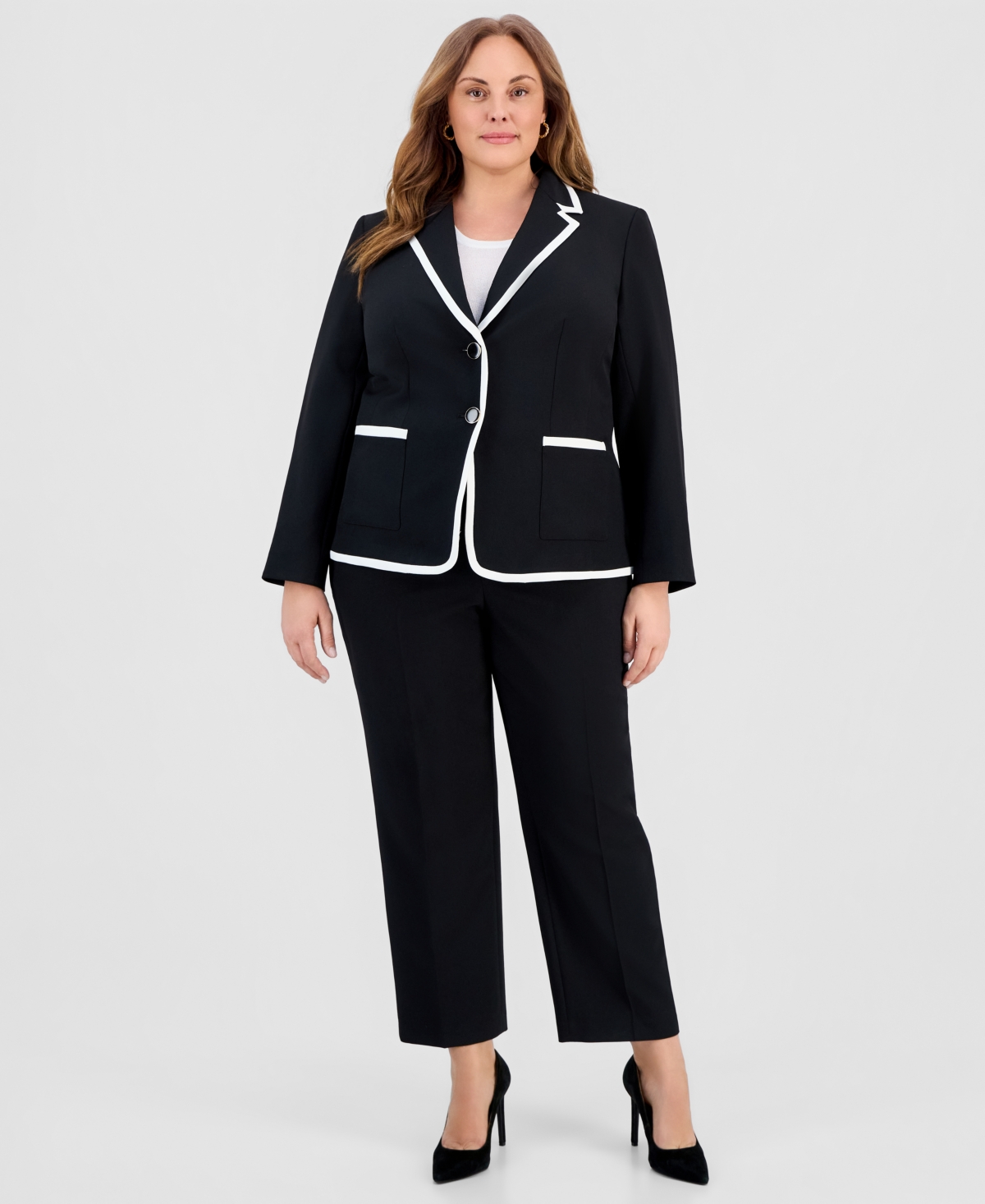 Click here for Kasper Plus Size Stretch Crepe Two-Button Blazer -... prices