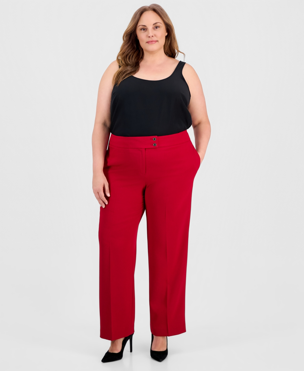 Click here for Kasper Plus Size High-Rise Wide-Leg Pants - Fire R... prices