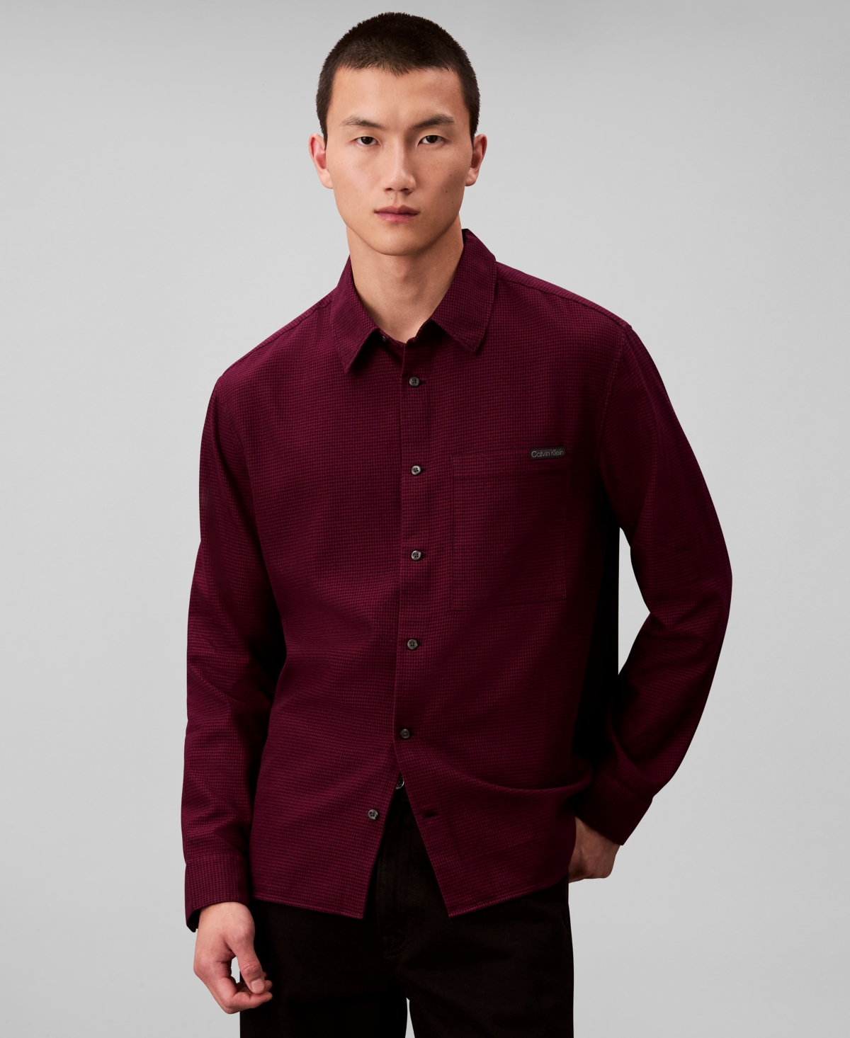 Click here for Calvin Klein Mens Classic-Fit Yarn-Dyed Houndstoot... prices