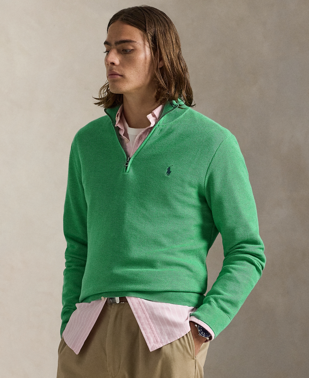 Click here for Polo Ralph Lauren Mens Mesh-Knit Cotton Quarter-Zi... prices