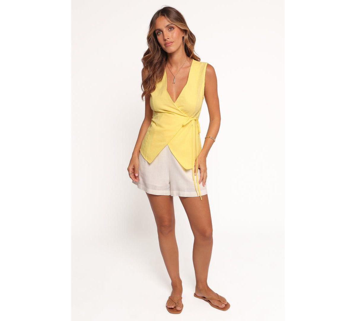 Click here for Petal and Pup Womens Vanni Wrap Front Linen Top -... prices
