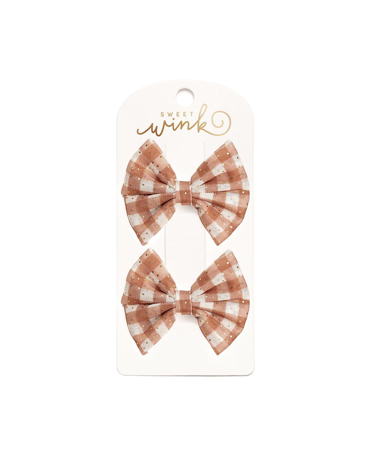 Click here for Sweet Wink Girls Gingham Printed Tulle Bow Clip Se... prices