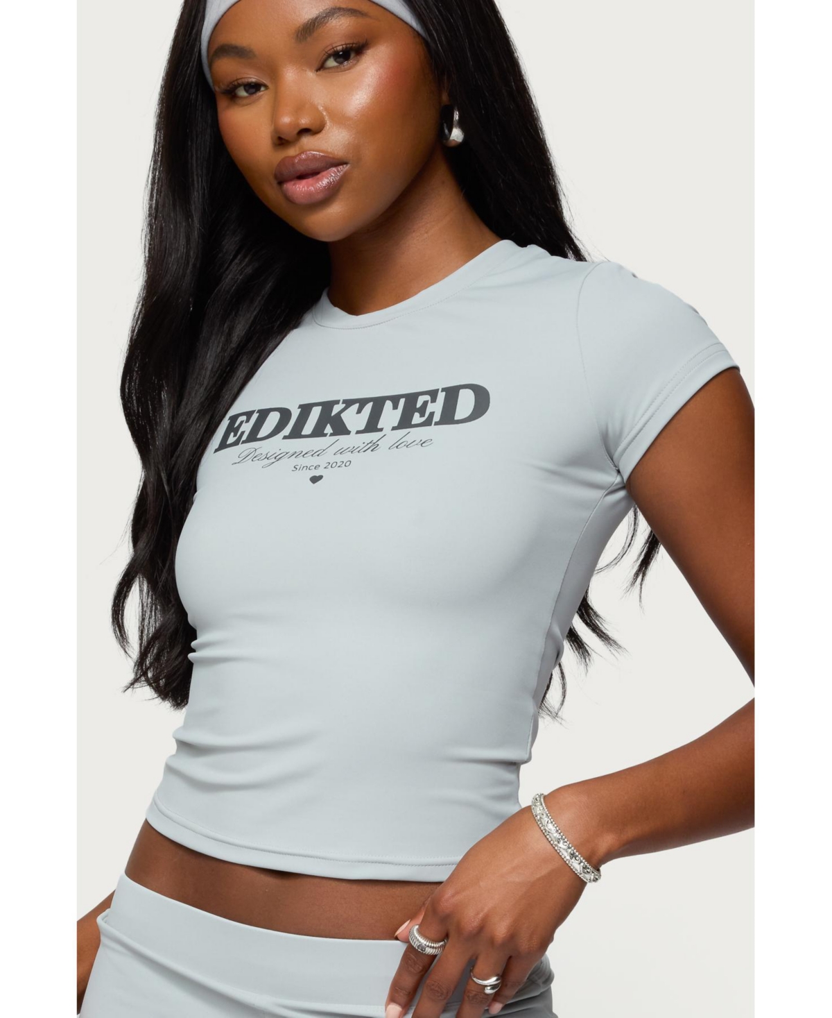 Click here for Edikted Womens With Love T Shirt - Gray prices