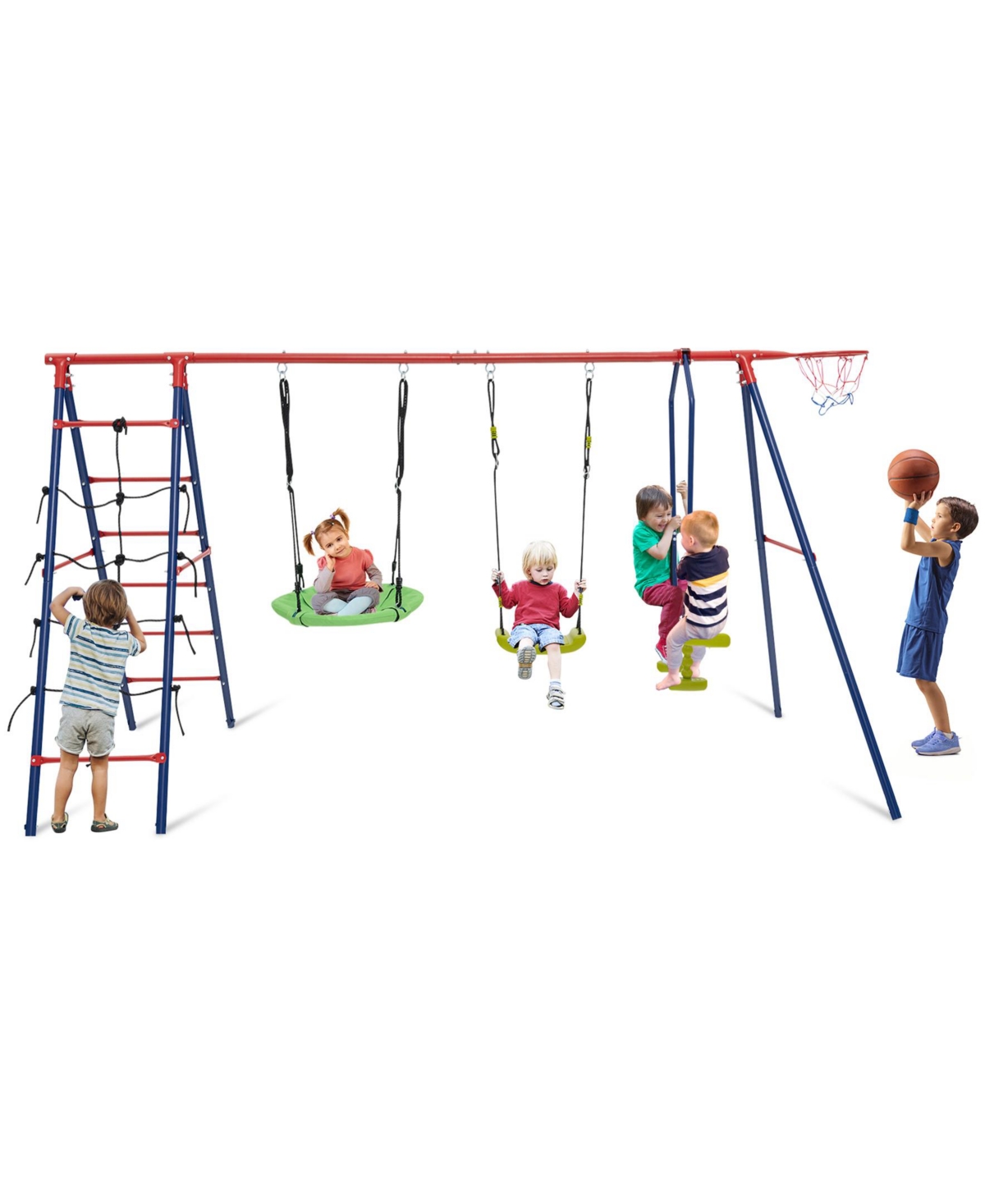 Click here for 550 Lbs 6-in-1 Patio Kids Swing Set with Climbing... prices