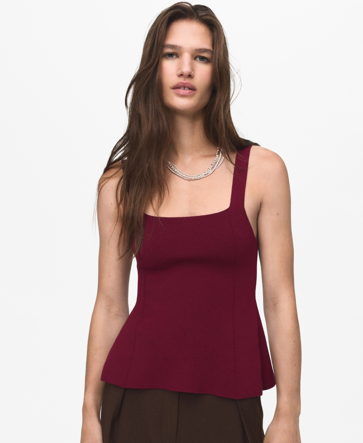Click here for Mango Womens A-Line Knitted Top - Wine prices