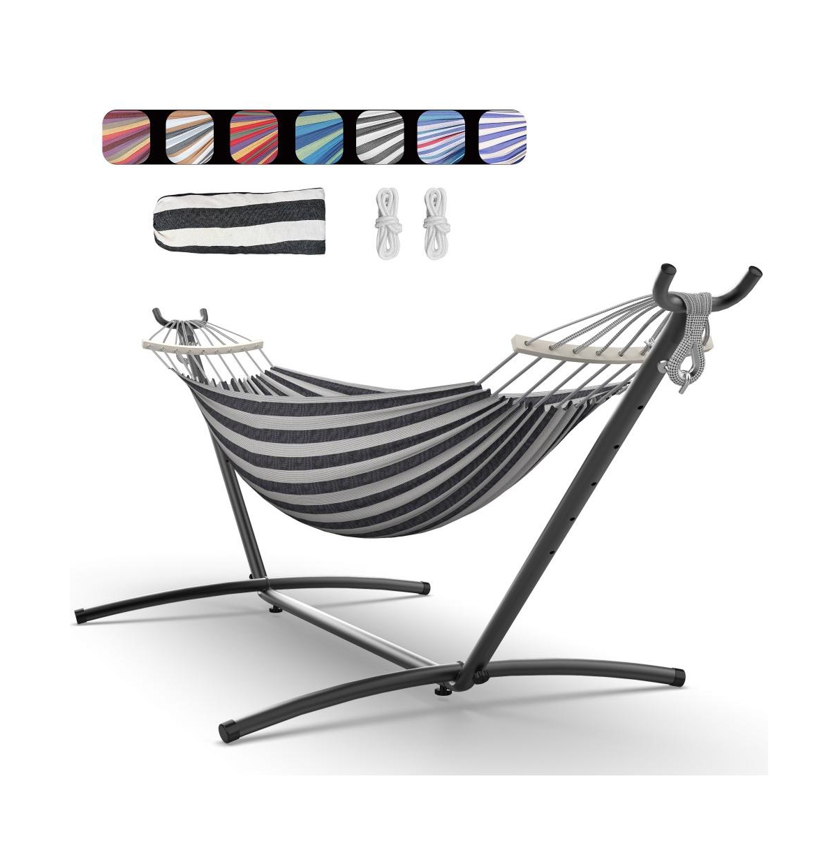 Click here for Heavy-Duty Steel Stand Double Hammock: Portable  E... prices