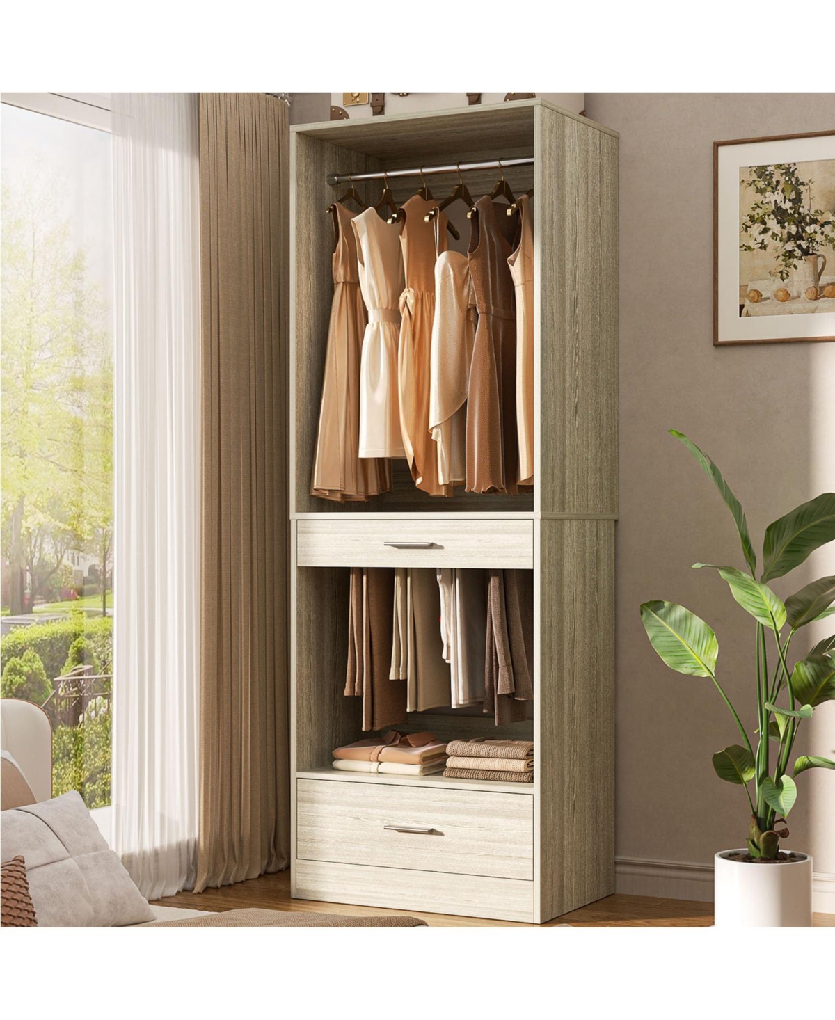 Click here for Aheaplus Closet System Organizer with Hanging Area... prices