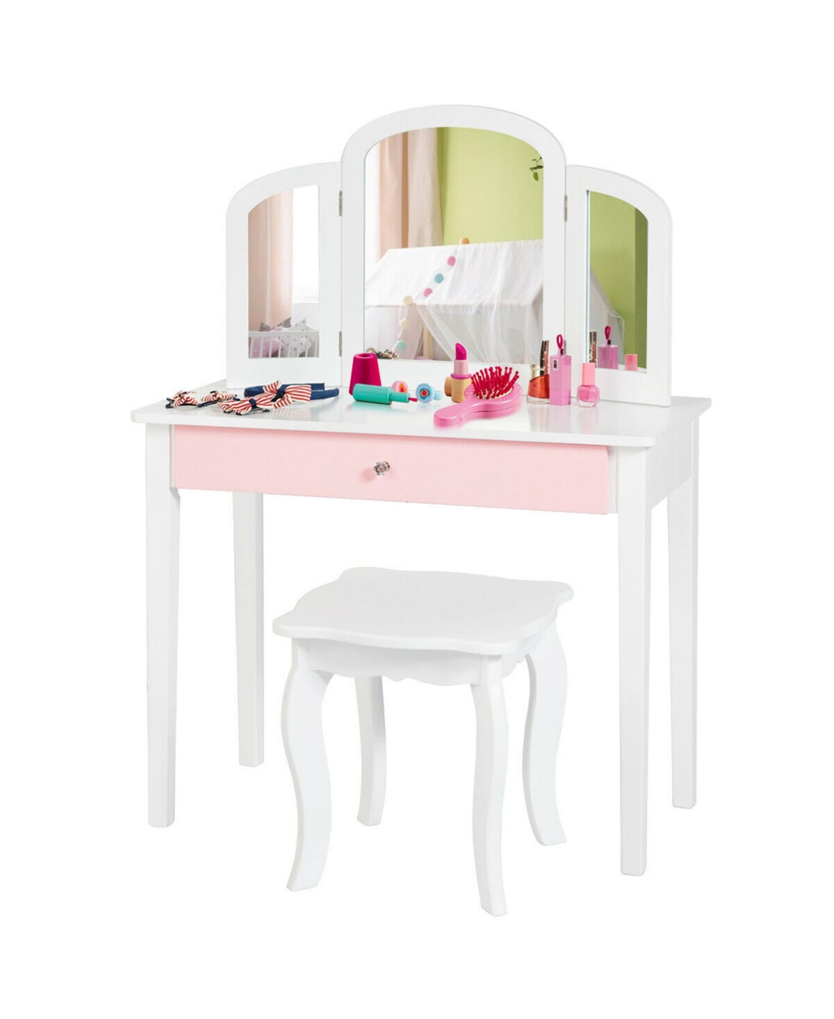 Click here for Gymax Kids Vanity Princess Make Up Dressing Table... prices