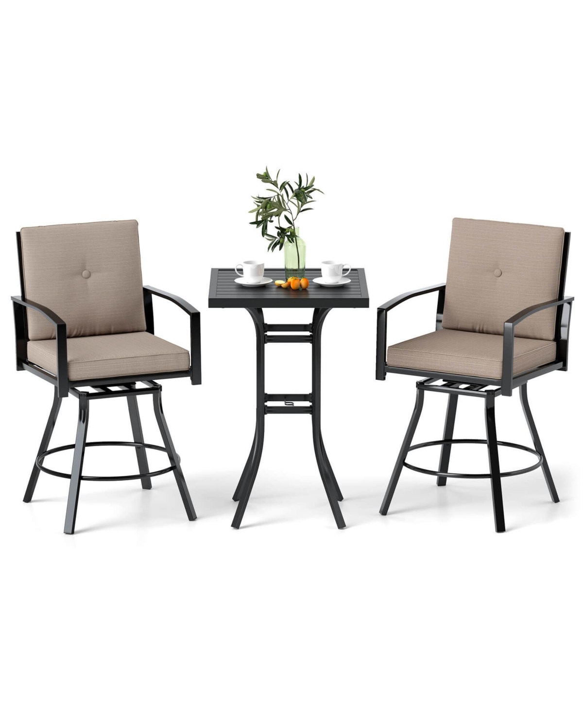 Click here for Gymax Set of 3 Swivel Bar Set Table & Chairs Set w... prices