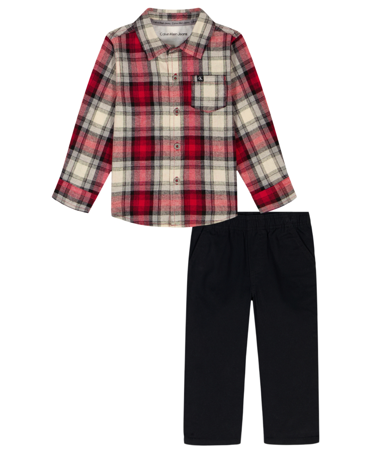 Click here for Calvin Klein Boys 2T-7 2-Piece Woven Shirt and Pan... prices