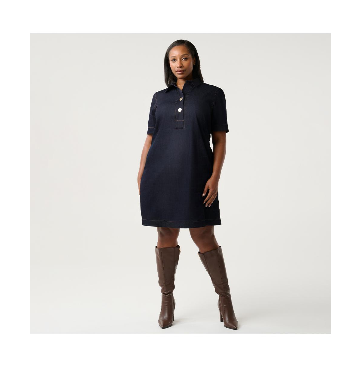 Estelle Womens Avia Denim Mini Dress - Navy