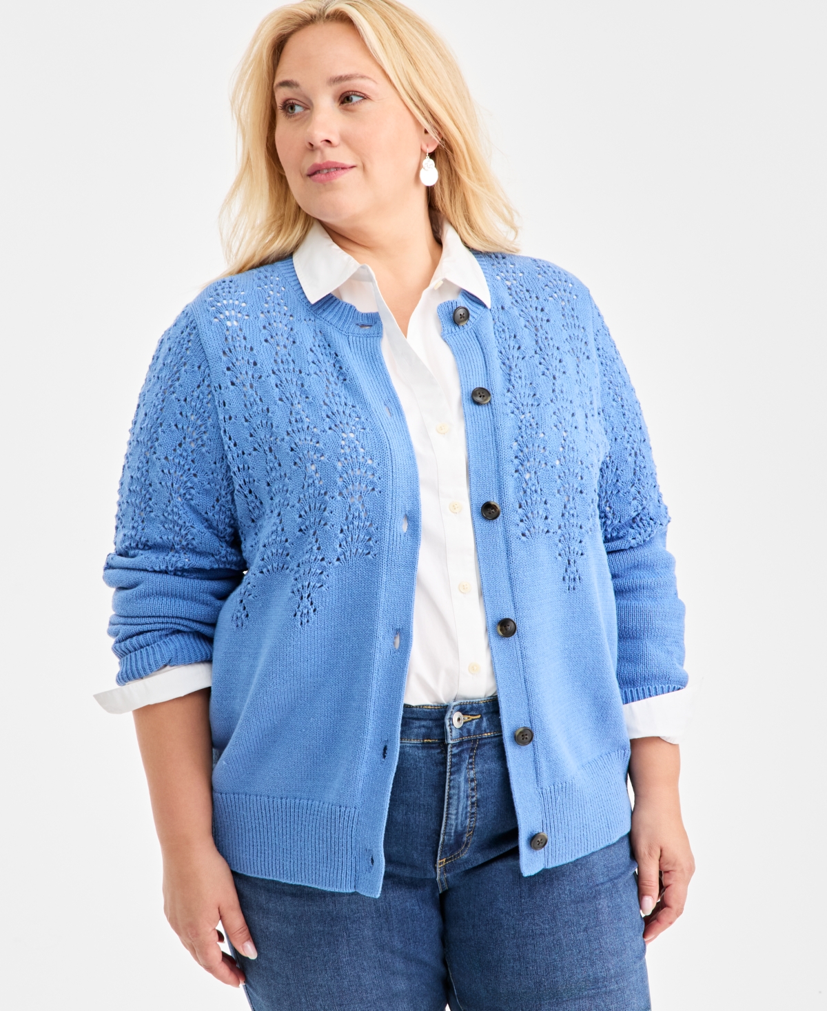 Click here for Style & Co Plus Size Pointelle Cardigan Sweater  M... prices