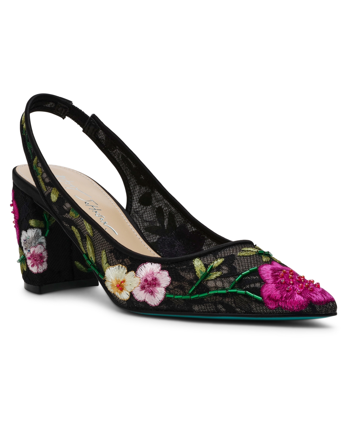 Click here for Betsey Johnson Womens Lira Mesh Embroidered Pumps... prices