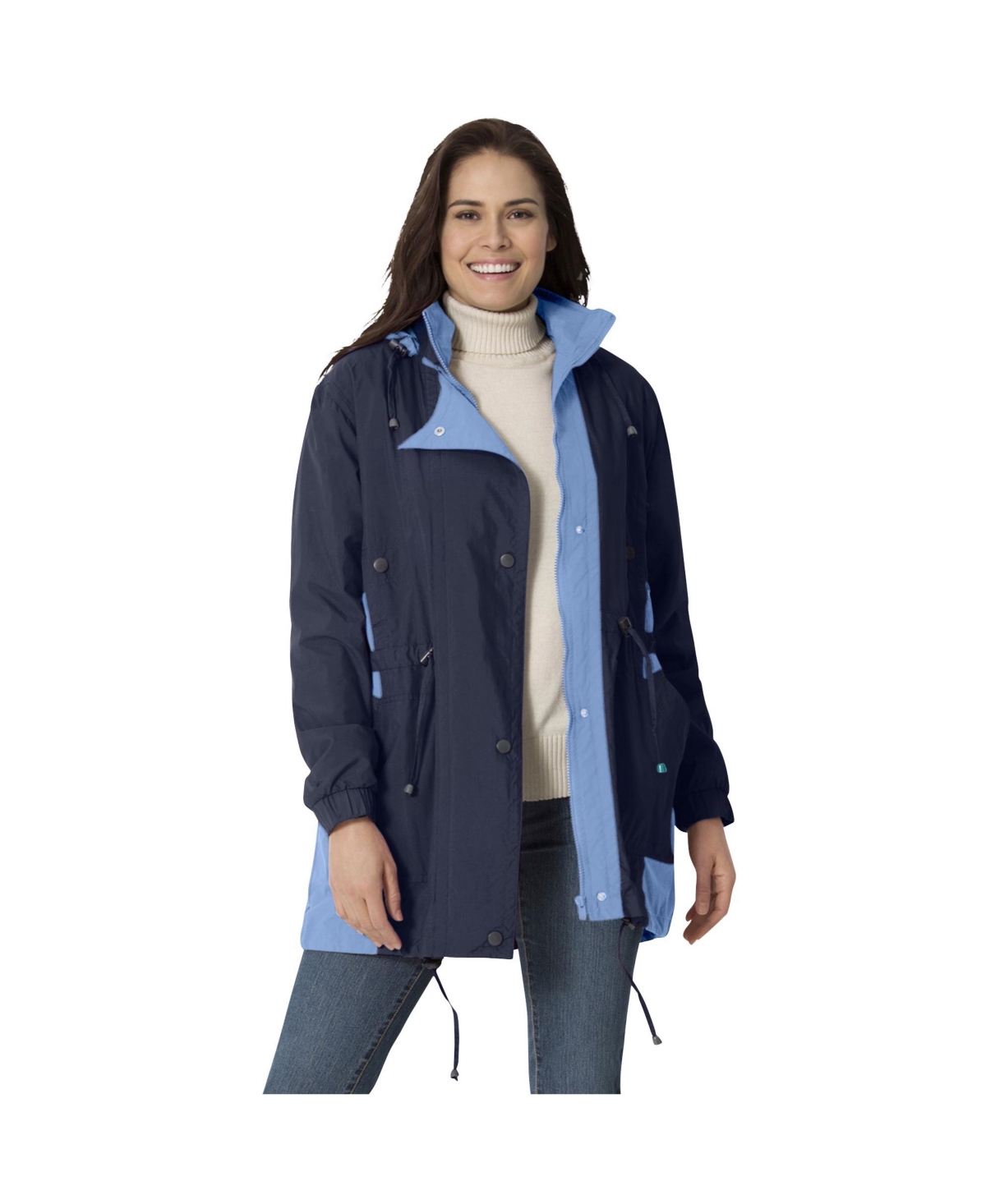 Click here for Woman Within Womens Plus Size Colorblocked Taslon... prices
